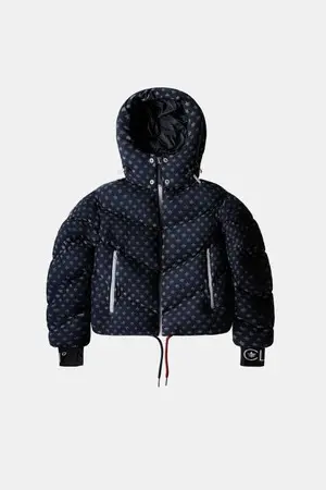 MALIBU SKI CLUB Ditsy Hooded Puffer Jacket - Navy