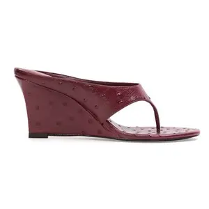 BLACK SUEDE STUDIO Mac 70 Wedge - Ruby Ostrich Leather