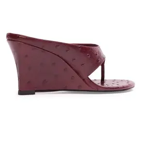 BLACK SUEDE STUDIO Mac 70 Wedge - Ruby Ostrich Leather