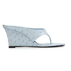 BLACK SUEDE STUDIO Mac 70 Wedge - Sky Ostrich Leather