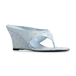 BLACK SUEDE STUDIO Mac 70 Wedge - Sky Ostrich Leather