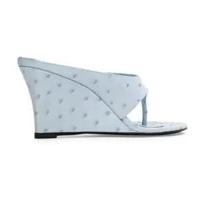 BLACK SUEDE STUDIO Mac 70 Wedge - Sky Ostrich Leather