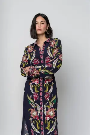 RAISHMA Remy Floral-paisley Print Shirt Dress