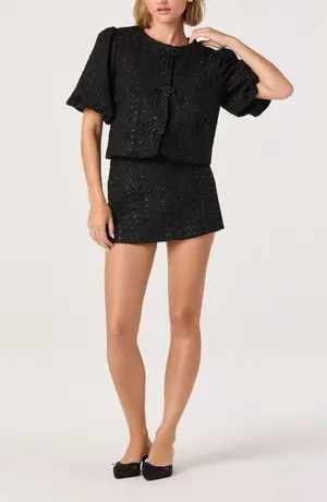 Astr The Label Metallic Tweed Mini Skort