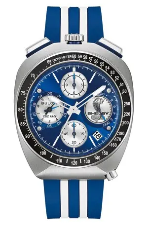 Bulova Shelby Chronograph Rubber Strap Watch - Blue