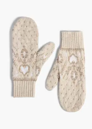 Khaite Christel Fair Isle Cashmere Mittens - Ecru Multi