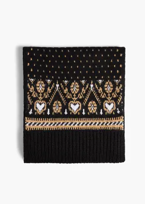 Khaite Lucrene Scarf In Black And Camel Multi - Black / Camel Multi