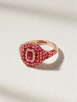 Shay 18-karat Rose Ruby Signet Ring - Gold