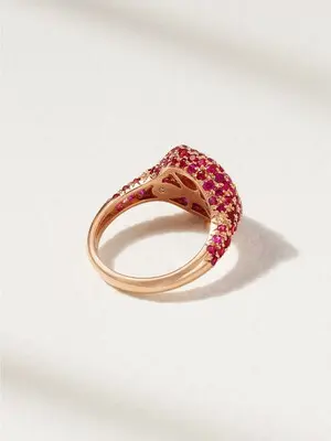 Shay 18-karat Rose Ruby Signet Ring - Gold