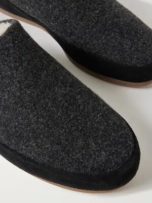 Mulo Suede-trimmed Shearling-lined Wool Slippers - Gray