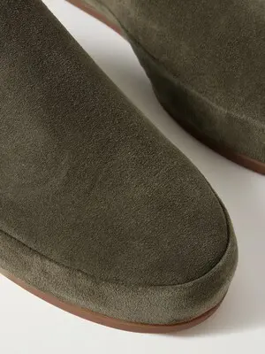 Mulo Shearling-lined Suede Slippers - Green