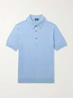 Zegna Zegna - Slim-Fit Cotton Polo Shirt - Men - Blue  Light Blue