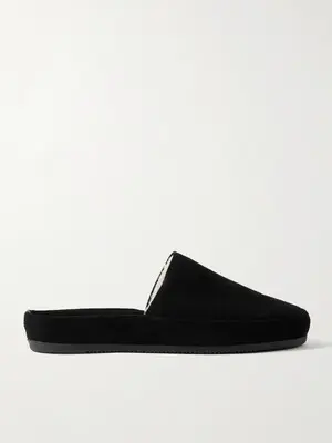 Mulo Shearling-lined Suede Slippers - Black