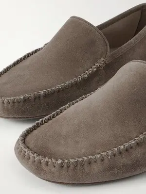 Thom Sweeney Cashmere-lined Suede Slippers - Brown
