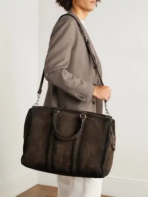 Officine Creative Quentin 009 Airbrushed Suede Weekend Bag - Brown