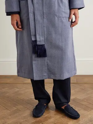 Thom Sweeney Cashmere-lined Suede Slippers - Blue