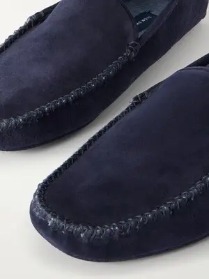 Thom Sweeney Cashmere-lined Suede Slippers - Blue