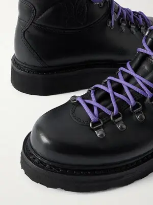 Needles Logo-debossed Leather Boots - Black