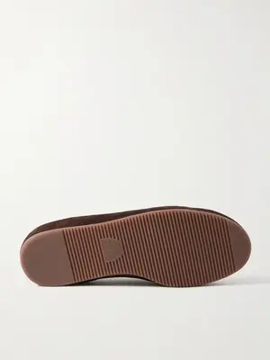 Mulo Fleece-lined Suede Loafers - Brown