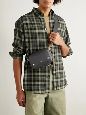 Loewe Pebble Full-grain Leather Messenger Bag - Gray