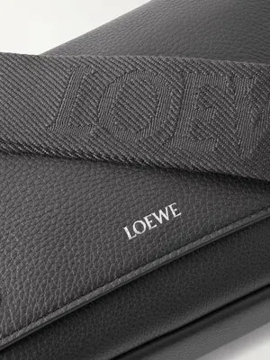 Loewe Pebble Full-grain Leather Messenger Bag - Gray