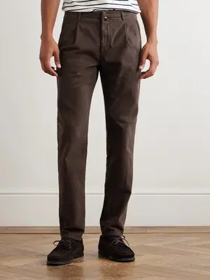 SLOWEAR Incotex Blue Division Cotton And Cashmere-blend Twill Trousers - Brown