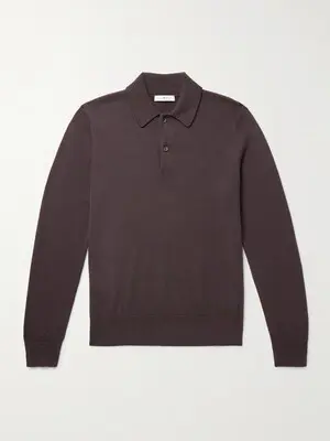 Mr P. Cashmere Polo Sweater - Brown