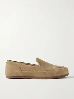 Mulo Fleece-lined Suede Loafers - Neutrals