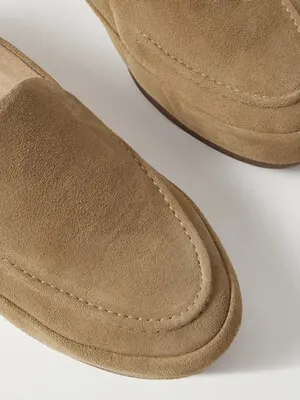 Mulo Fleece-lined Suede Loafers - Neutrals