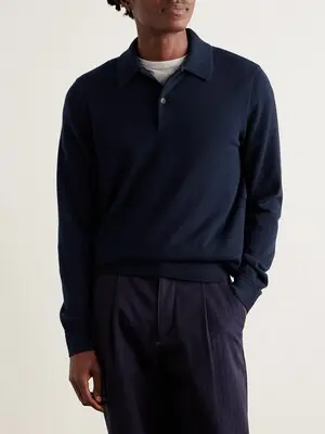 Mr P. Cliff Cashmere Polo Shirt - Blue