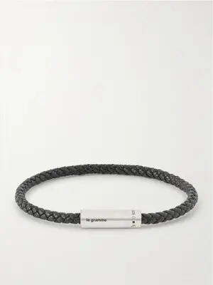 Le Gramme 7g Leather And Sterling Silver Bracelet - Black