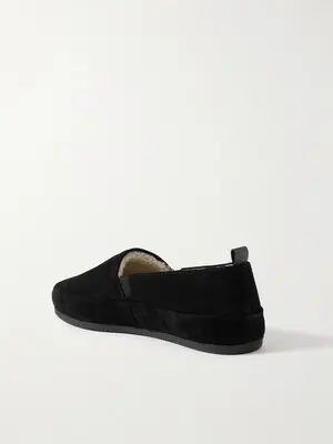 Mulo Shearling-lined Suede Loafers - Black