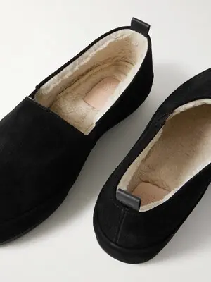 Mulo Shearling-lined Suede Loafers - Black