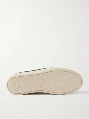 Mulo Leather-trimmed Suede Slip-on Sneakers - Blue