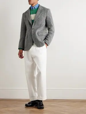 DRAKE'S Games Mk. Vii Unstructured Herringbone Harris Tweed Blazer
