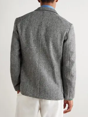 DRAKE'S Games Mk. Vii Unstructured Herringbone Harris Tweed Blazer