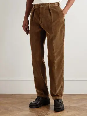DRAKE'S Straight-leg Cotton-corduroy Trousers - Brown