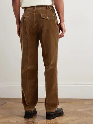 DRAKE'S Straight-leg Cotton-corduroy Trousers - Brown