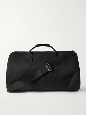 Bennett Winch Leather-trimmed Cotton-canvas Suit Carrier And Holdall - Black