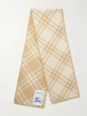 Burberry Burberry - Checked Wool-Fleece Scarf - Men - Neutrals Neutrals