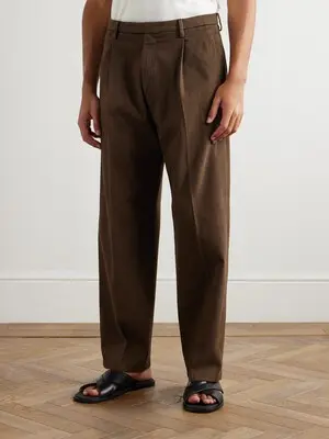 Boglioli Straight-leg Cotton-blend Twill Trousers - Brown