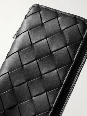 Bottega Veneta Intrecciato Leather Zip-around Key Case