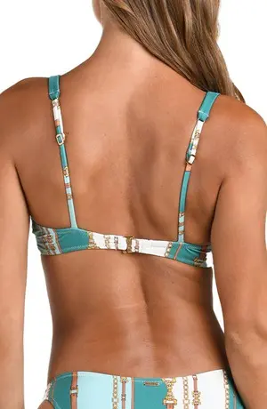 L'Agence Lexie Stripe Bikini Top - Green Multi