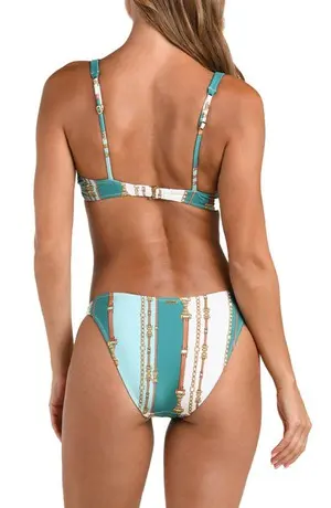 L'Agence Lexie Stripe Bikini Top - Green Multi