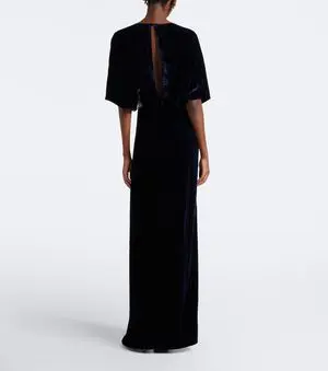 Costarellos Crystal-embellished Velvet Gown - Blue