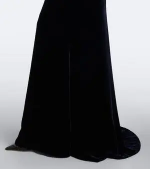 Costarellos Crystal-embellished Velvet Gown - Blue