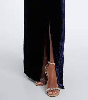 Costarellos Crystal-embellished Velvet Gown - Blue