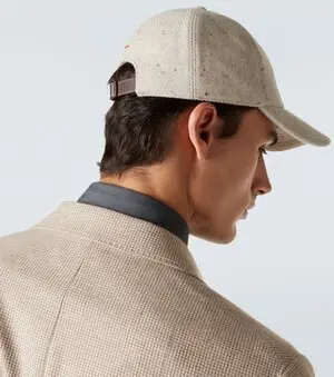 Brunello Cucinelli Herringbone Wool And Cashmere Baseball Cap - Beige