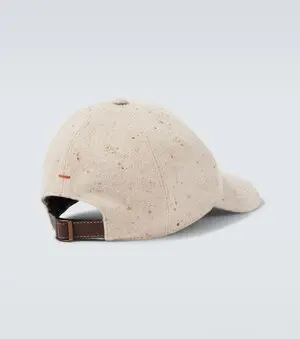 Brunello Cucinelli Herringbone Wool And Cashmere Baseball Cap - Beige