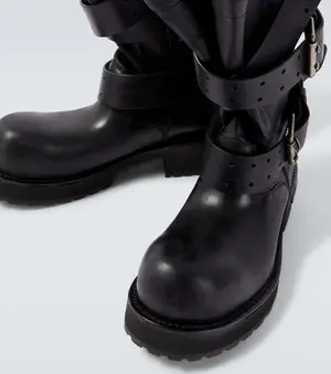 Balenciaga Leather Buckled Boots - Black